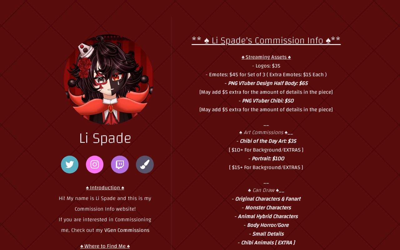 Li Spade Commission Info